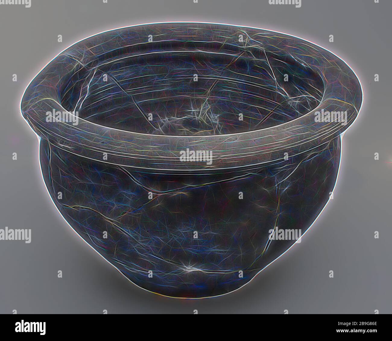 Large pottery storage pot with wide top edge and small stand, terra ...