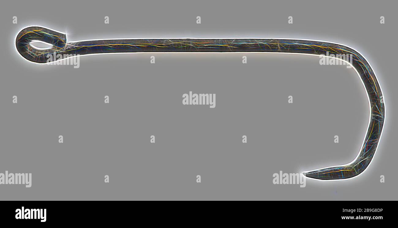 Metal fishing hook, bent loop as fastening eye, short point, fishhook ...