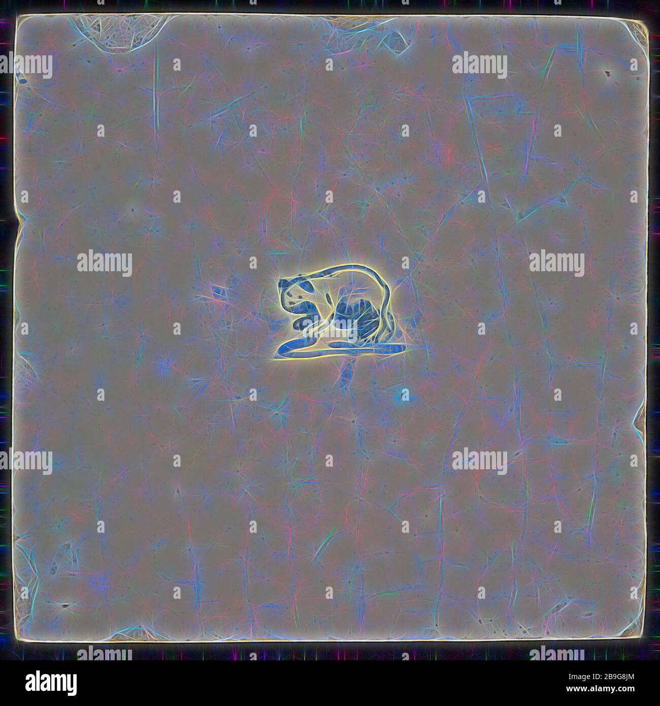 Animal tile with unspecified mammal, blue decor on white ground, no ...