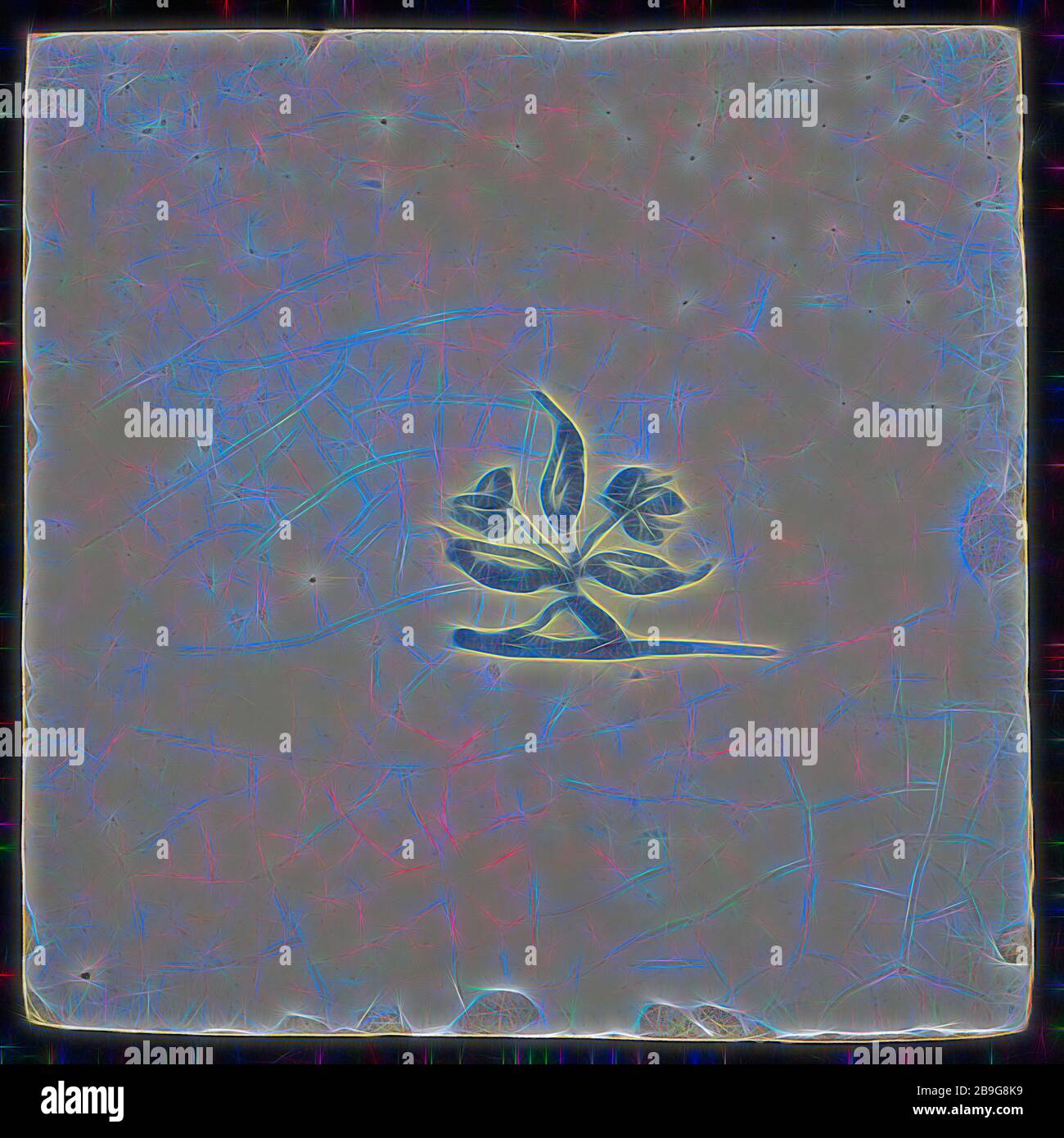 Flower tiling, flowering plant with two flowers, blue decor on white ...