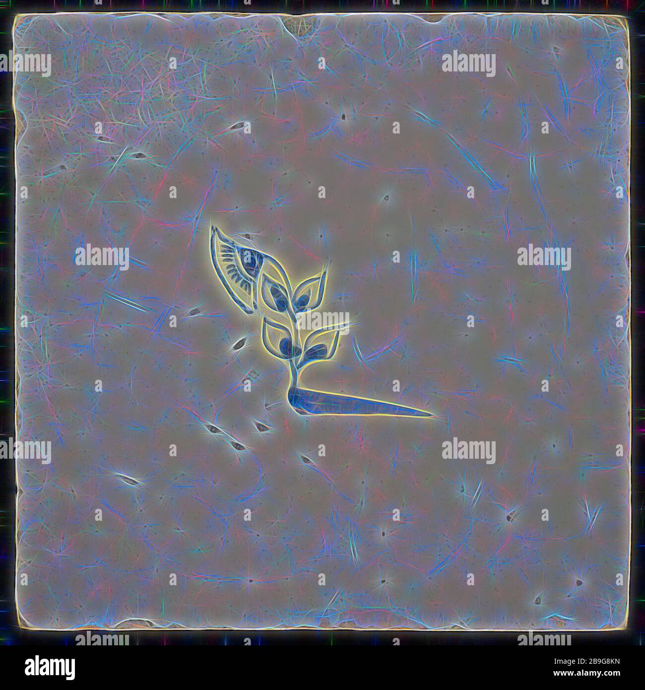 Flower tiling, flowering plant, blue decor on white ground, no corner ...