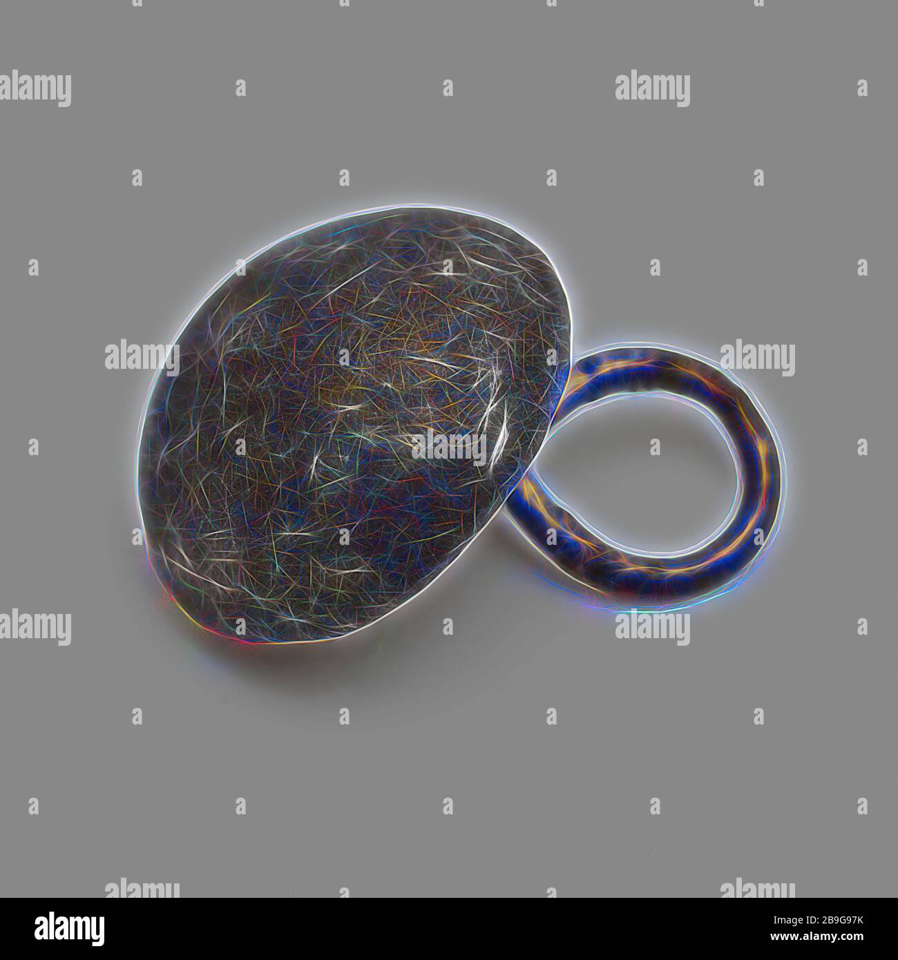 Metal button, half ball of tin with brass eye, knot clothing accessory ...