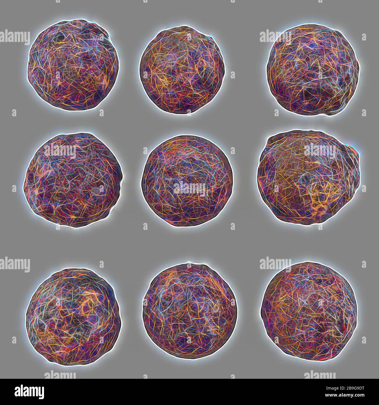 Nine iron bullets, kartets, all about the same size, bullet projectile ...