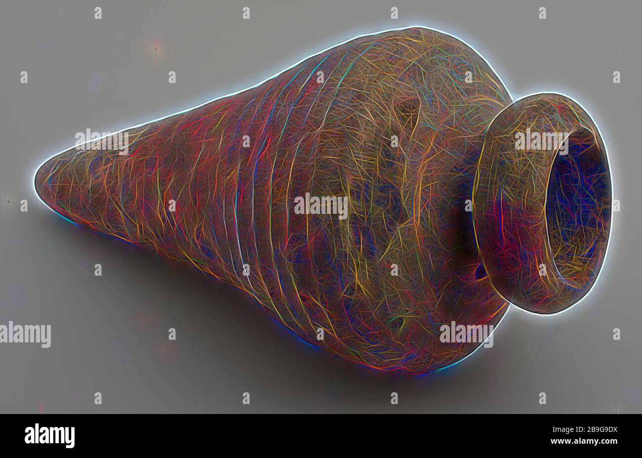 Yellow-red earthenware jug, carrot shaped, folded neck opening, olive ...