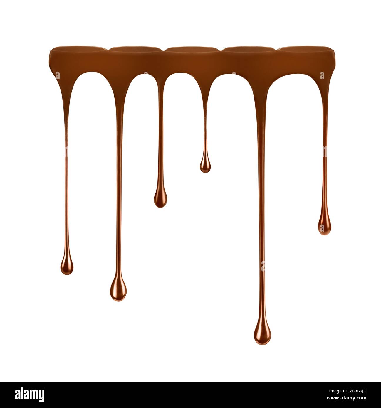 chocolate dripping from chocolate bar isolated on white background ...