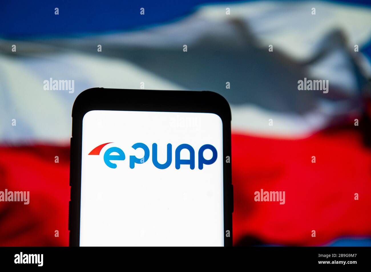 In this photo illustration an ePuap logo seen displayed on a smartphone ...