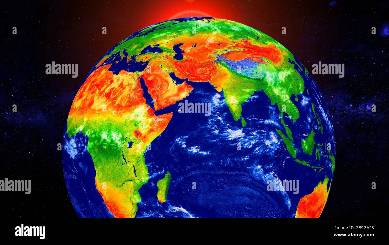 Earth globe and moon over star space background. Elements of this image ...