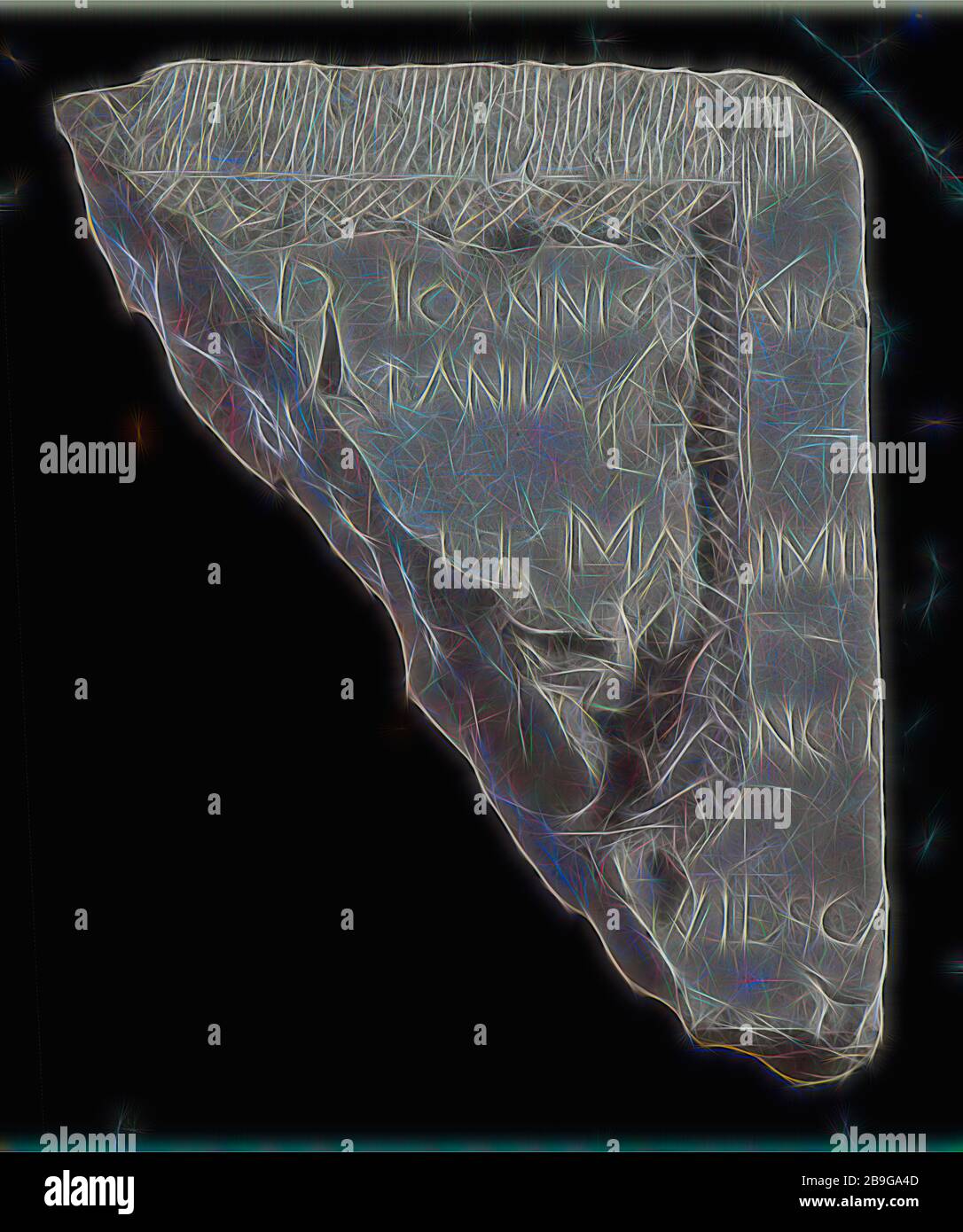 Fragment stone with text ioannis ... Sbania and later hacked frame ...