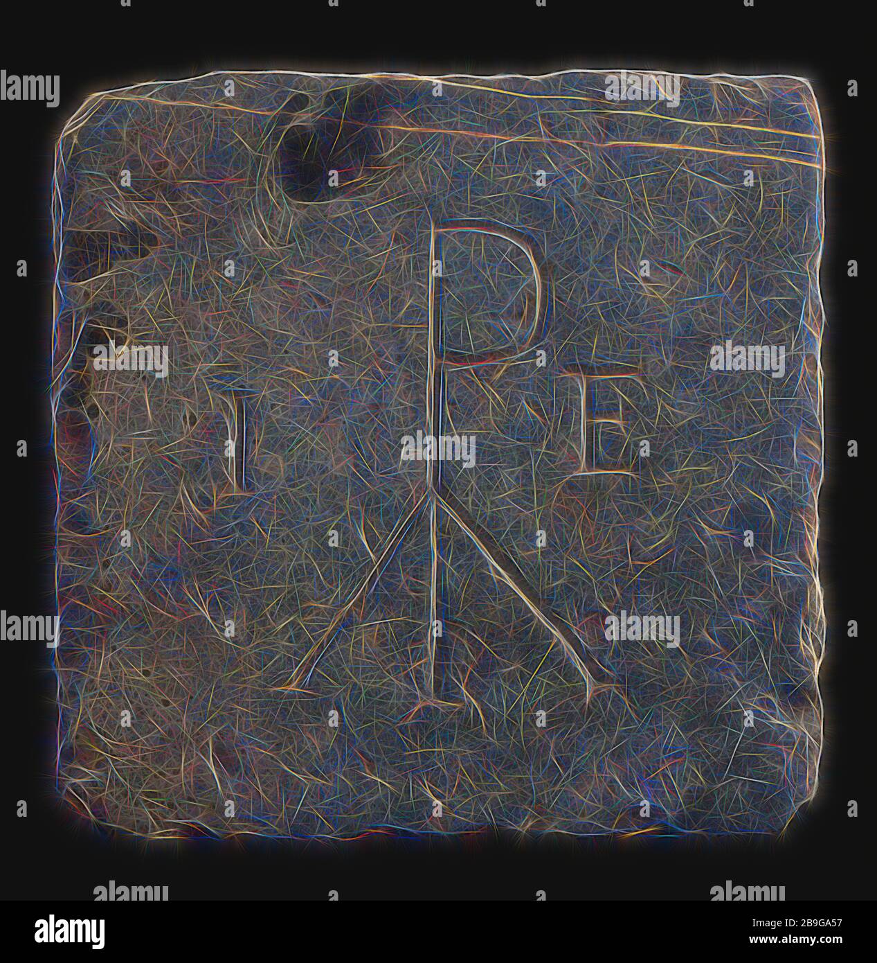 Tombstone with initials IE and P with two slanted legs, tombstone slate ...