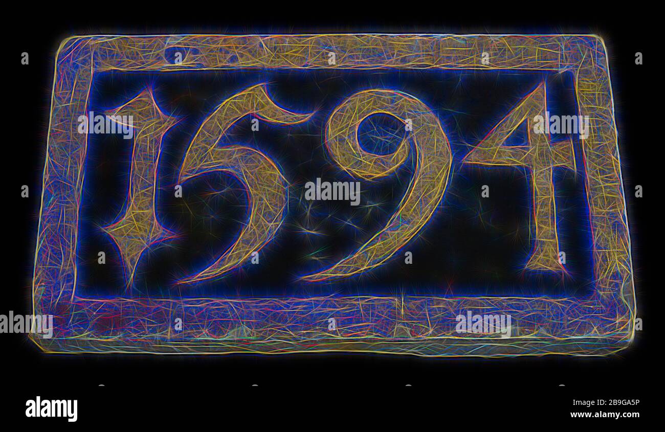 Stone with date 1594, from house In Duijsent Vreesen, facing brick ...