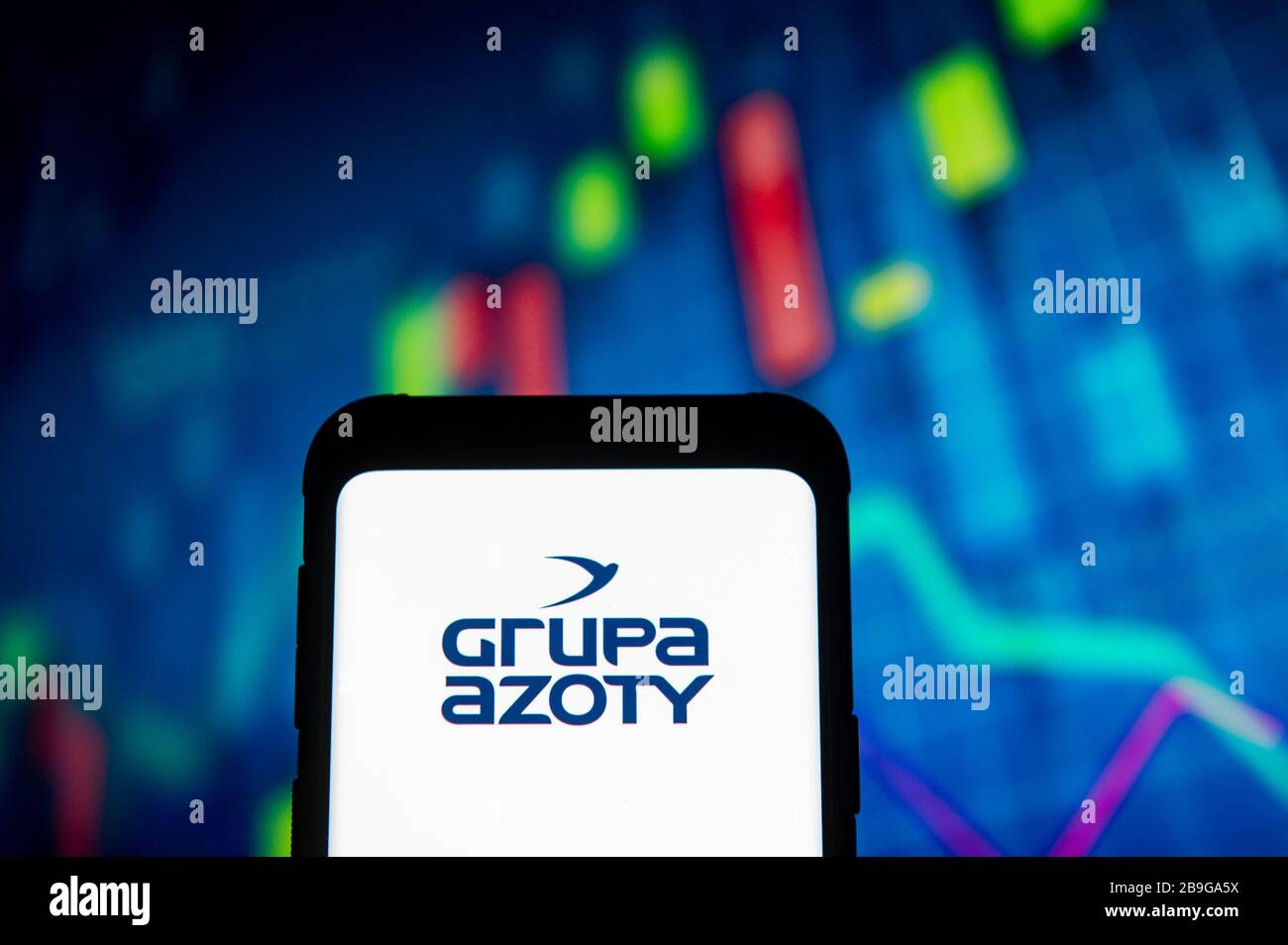 In this photo illustration a Grupa Azoty logo seen displayed on a ...