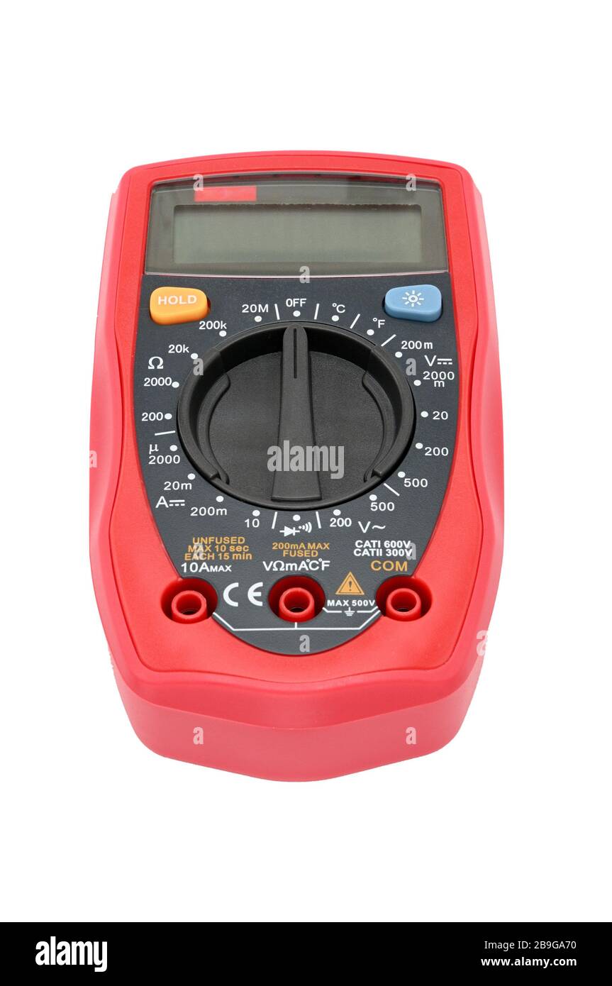 Multimeter for working with electricity on an isolated white background ...