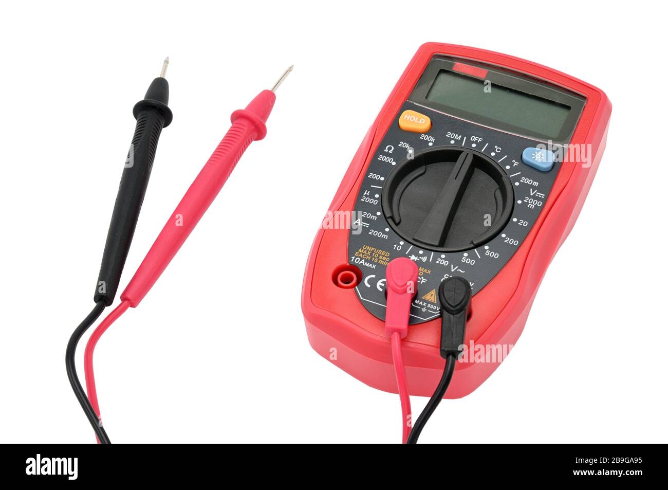 Multimeter for working with electricity on an isolated white background ...