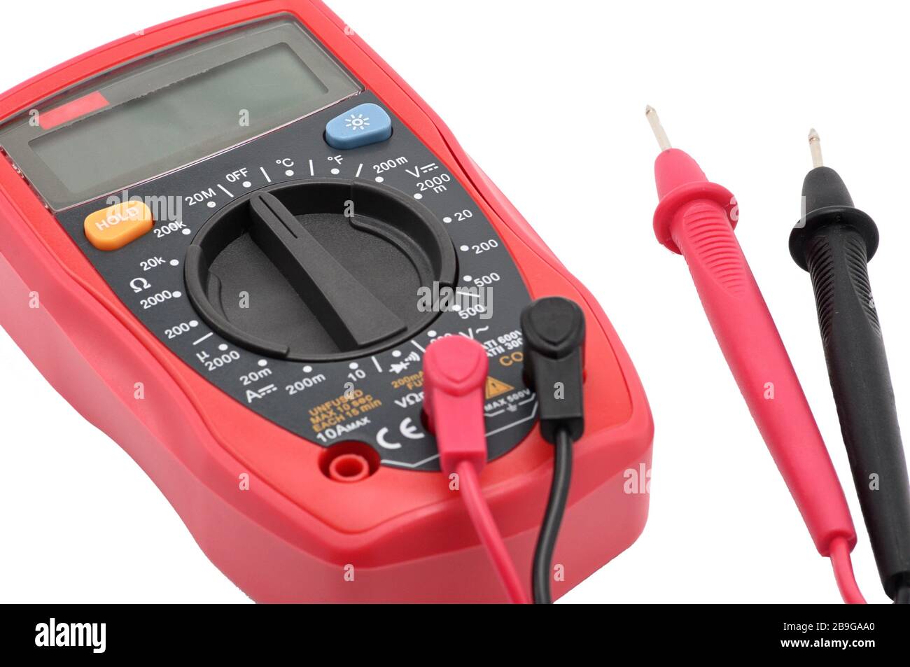 Multimeter for working with electricity on an isolated white background ...