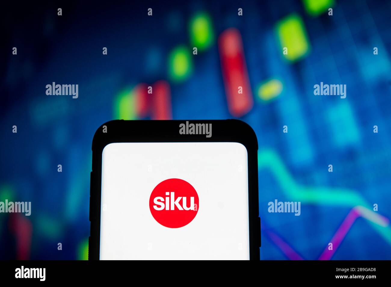 In this photo illustration a Siku logo seen displayed on a smartphone.A ...
