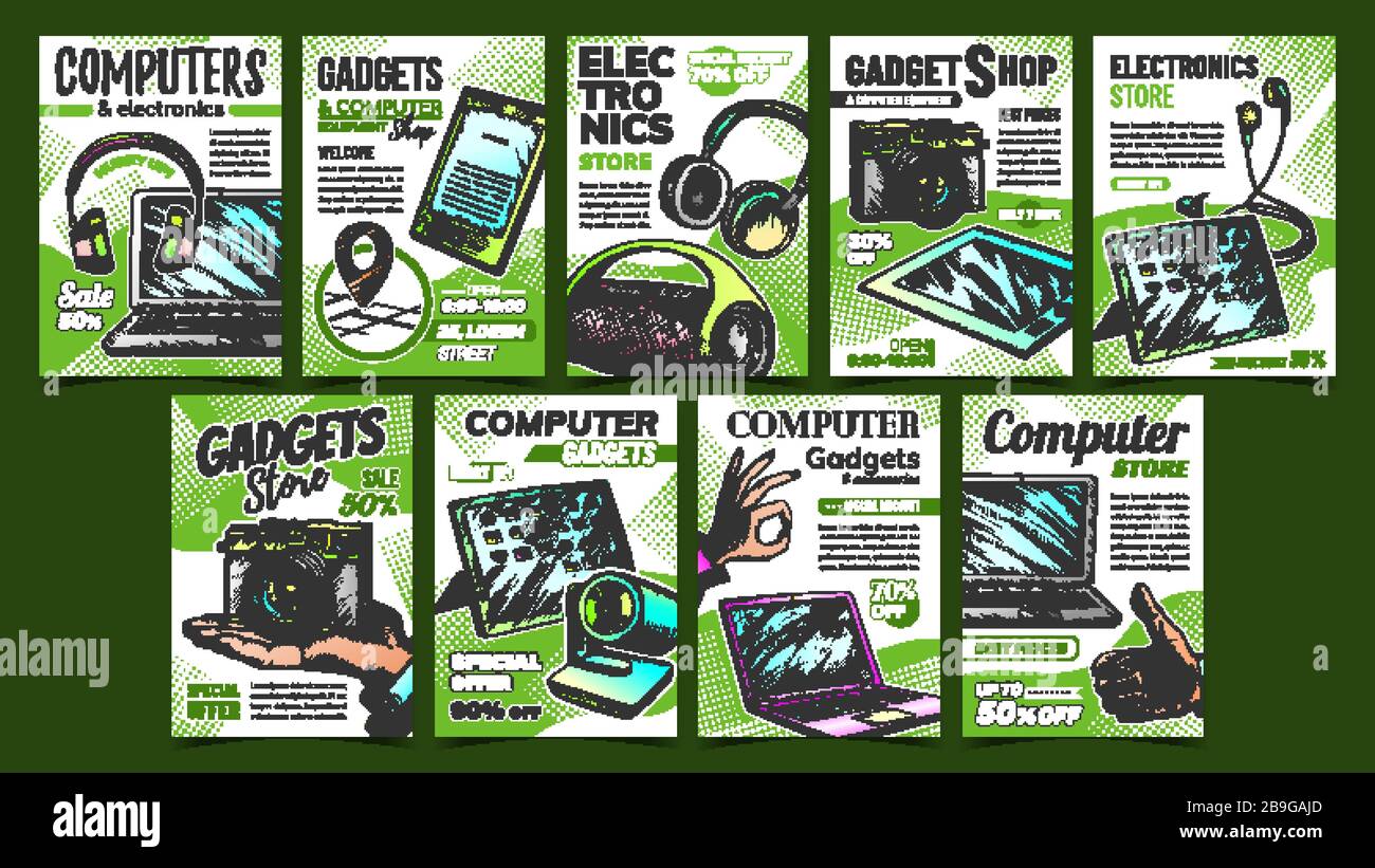 Electronics Store Advertising Posters Set Vector Stock Vector Image ...