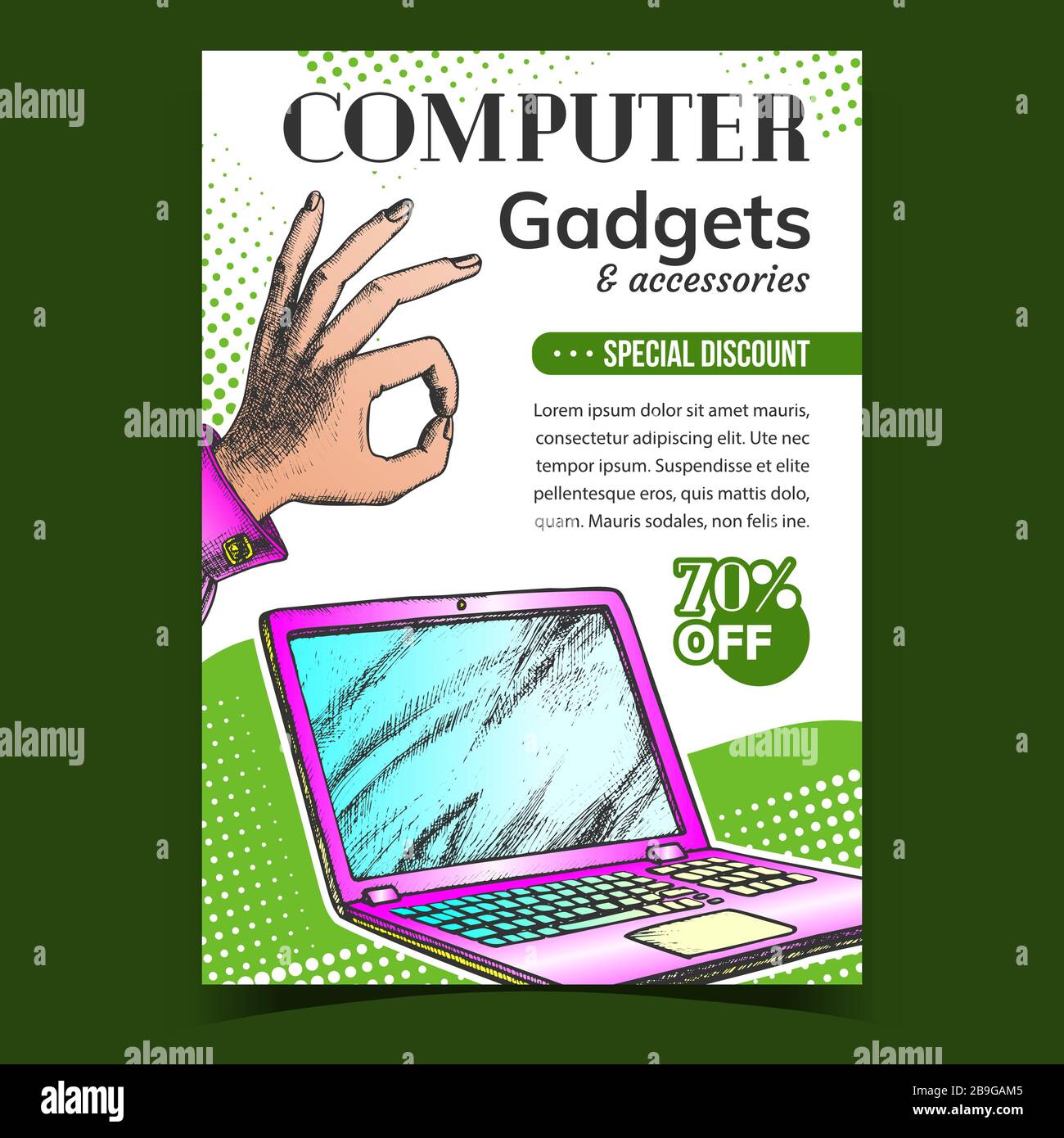 Computer Gadgets Creative Advertise Banner Vector Stock Vector Image ...