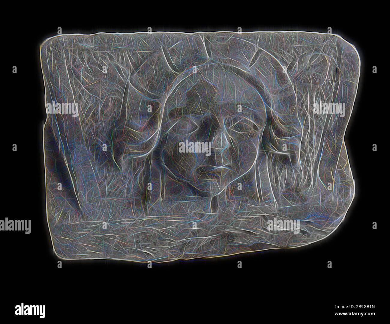 Console, female head with hat, console construction element sandstone ...