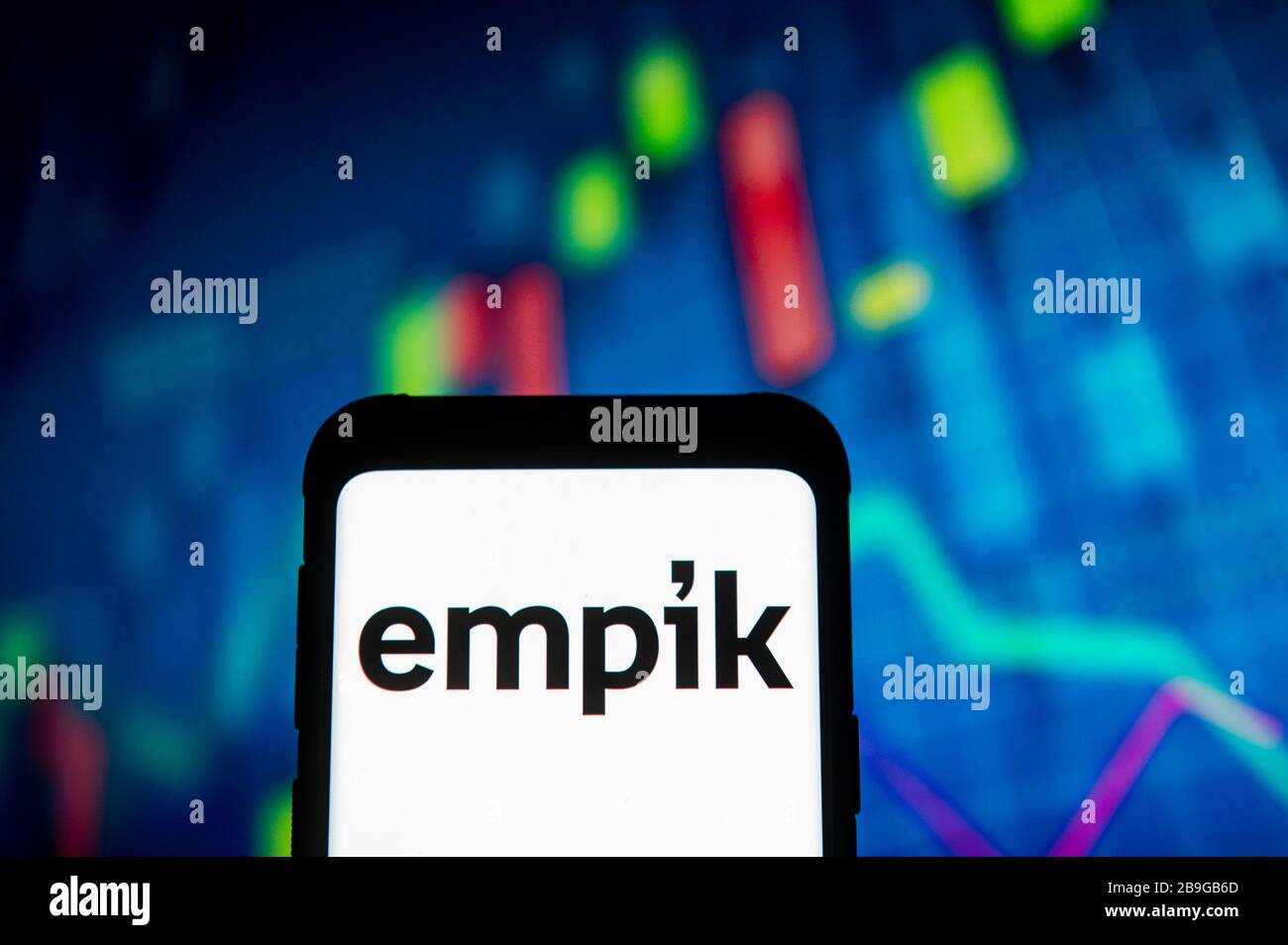 In this photo illustration an Empik logo seen displayed on a smartphone ...