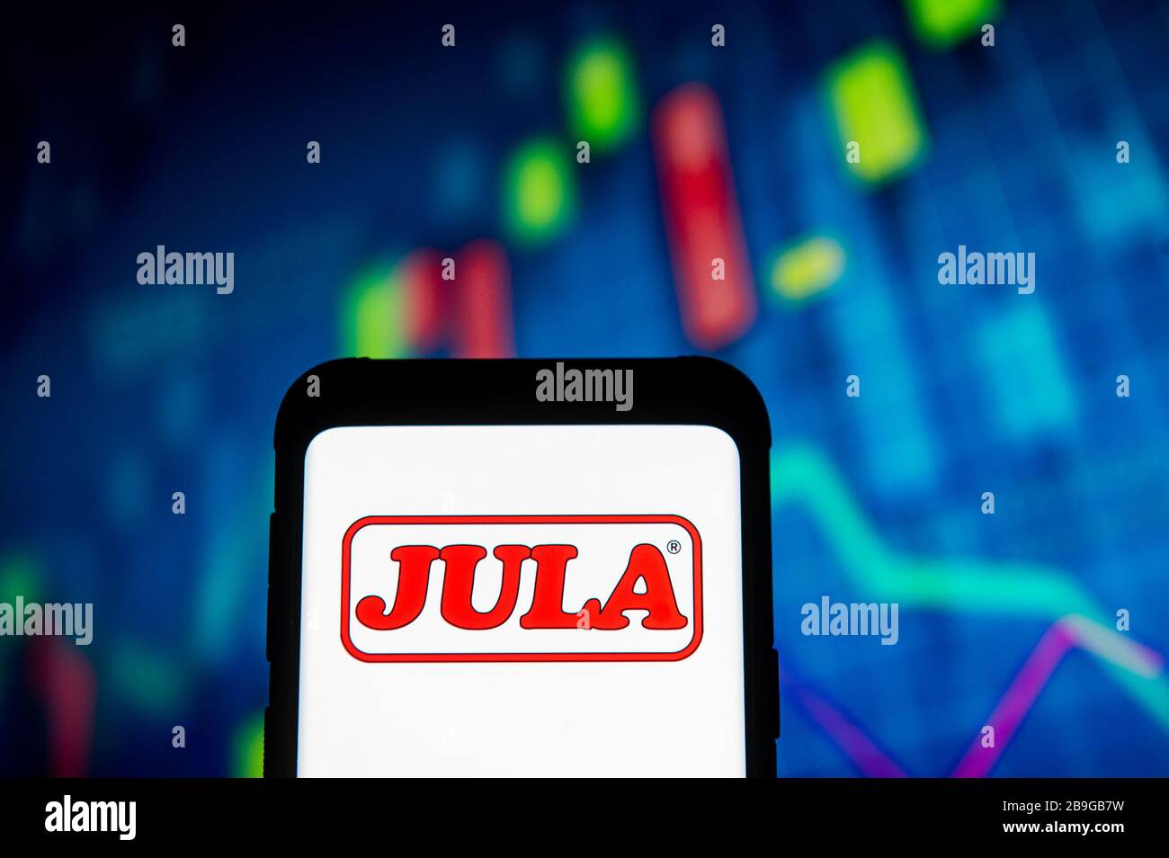 In this photo illustration a Jula logo seen displayed on a smartphone.A ...