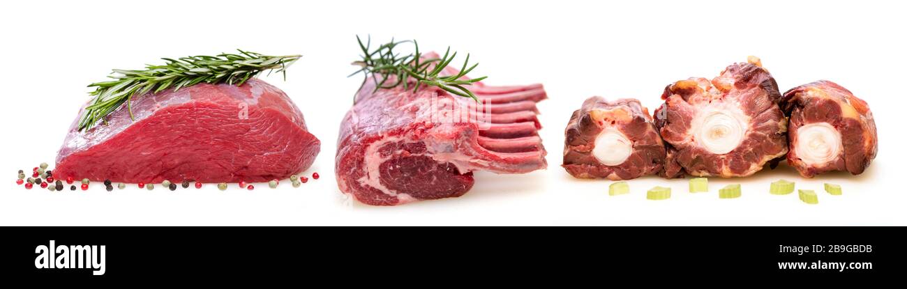 Raw meat from beef lamb and ox Stock Photo - Alamy