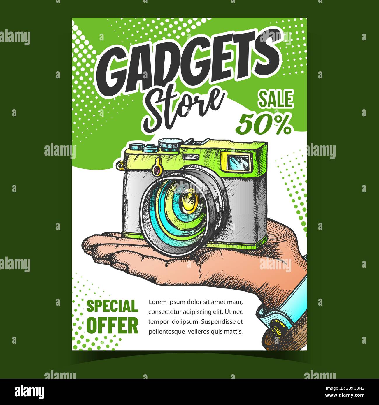 Gadgets Store Creative Advertising Banner Vector Stock Vector Image ...