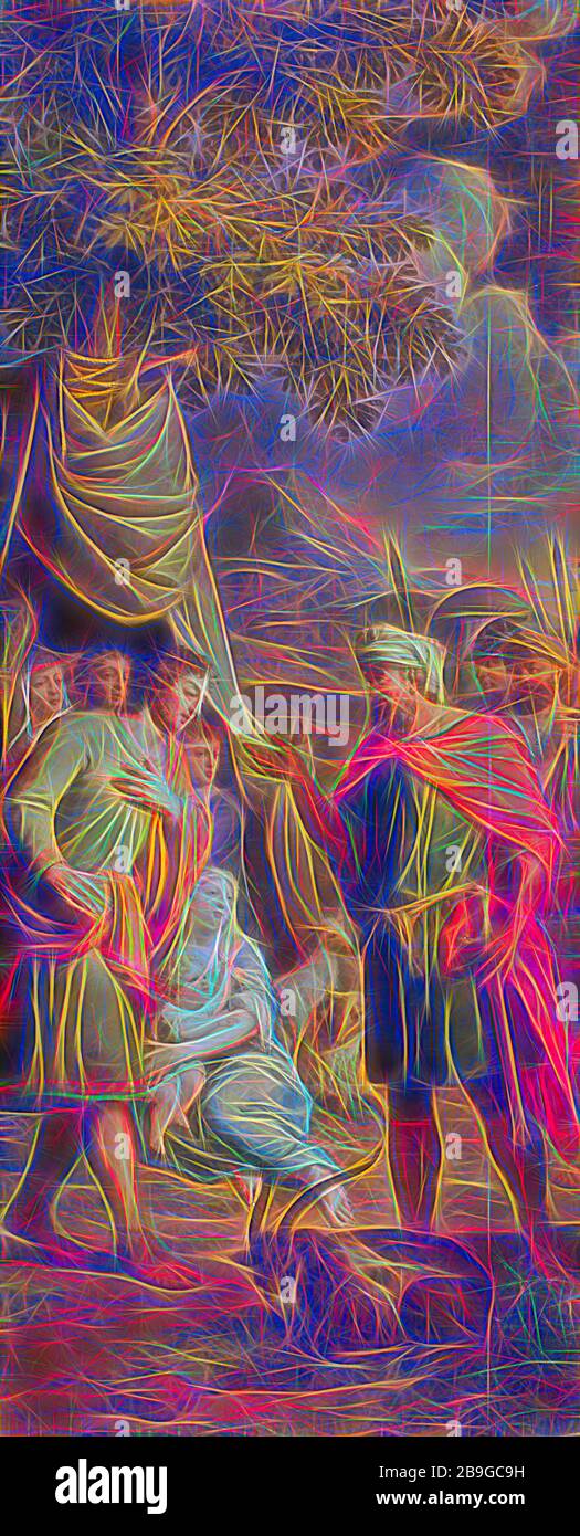 Elias van Nijmegen, Laban with Jacob, wallpaper painting painting linen ...