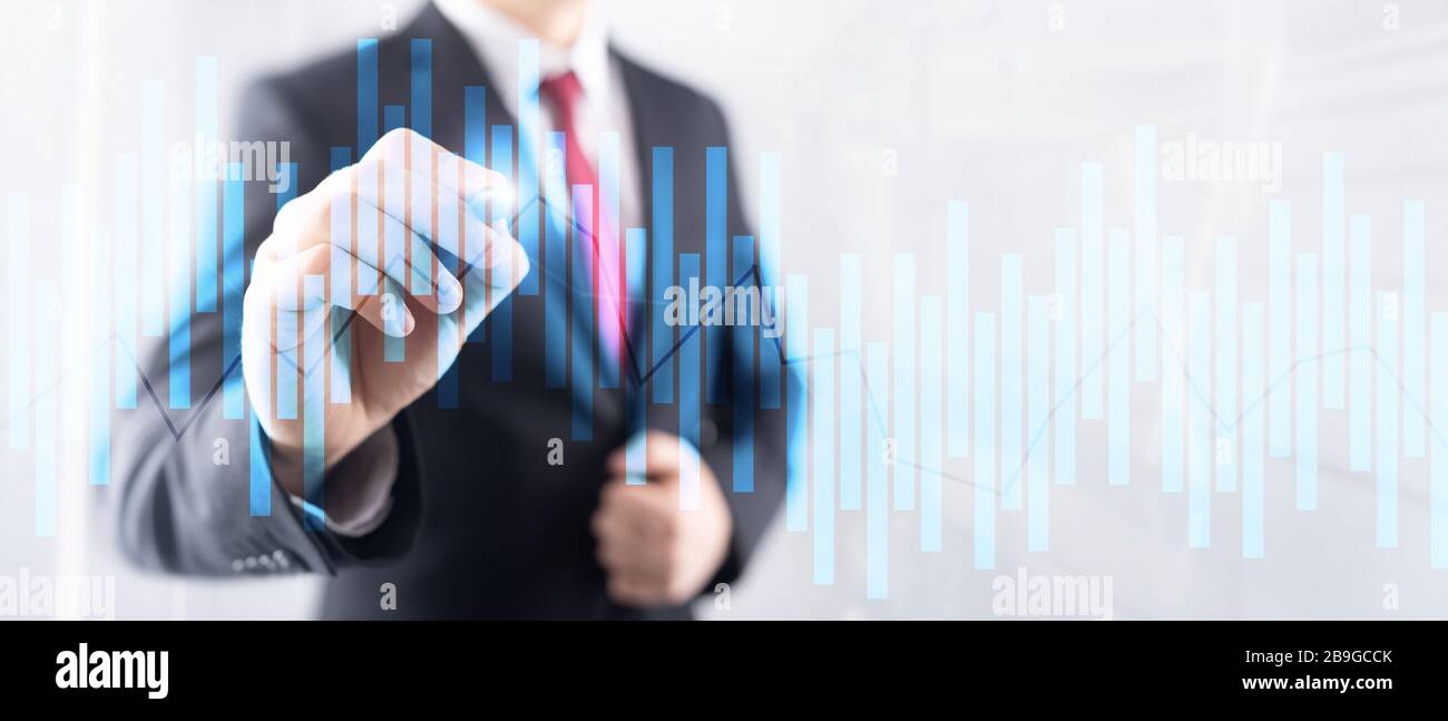 Trading and investment concept with candle chart, financial graph on ...