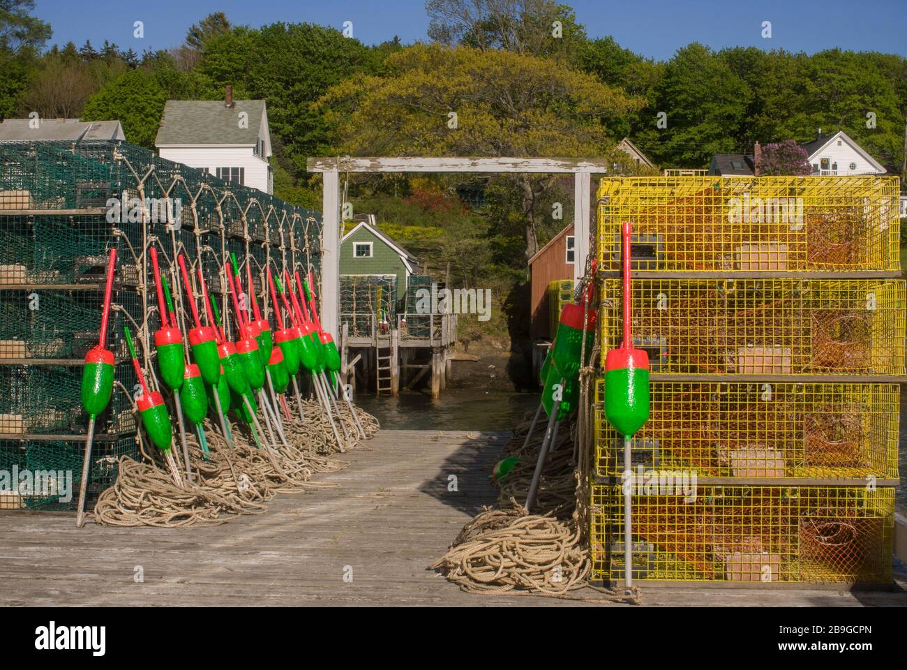 Lobster traps buoys ocean inlet shore boats baileys island main hi-res ...
