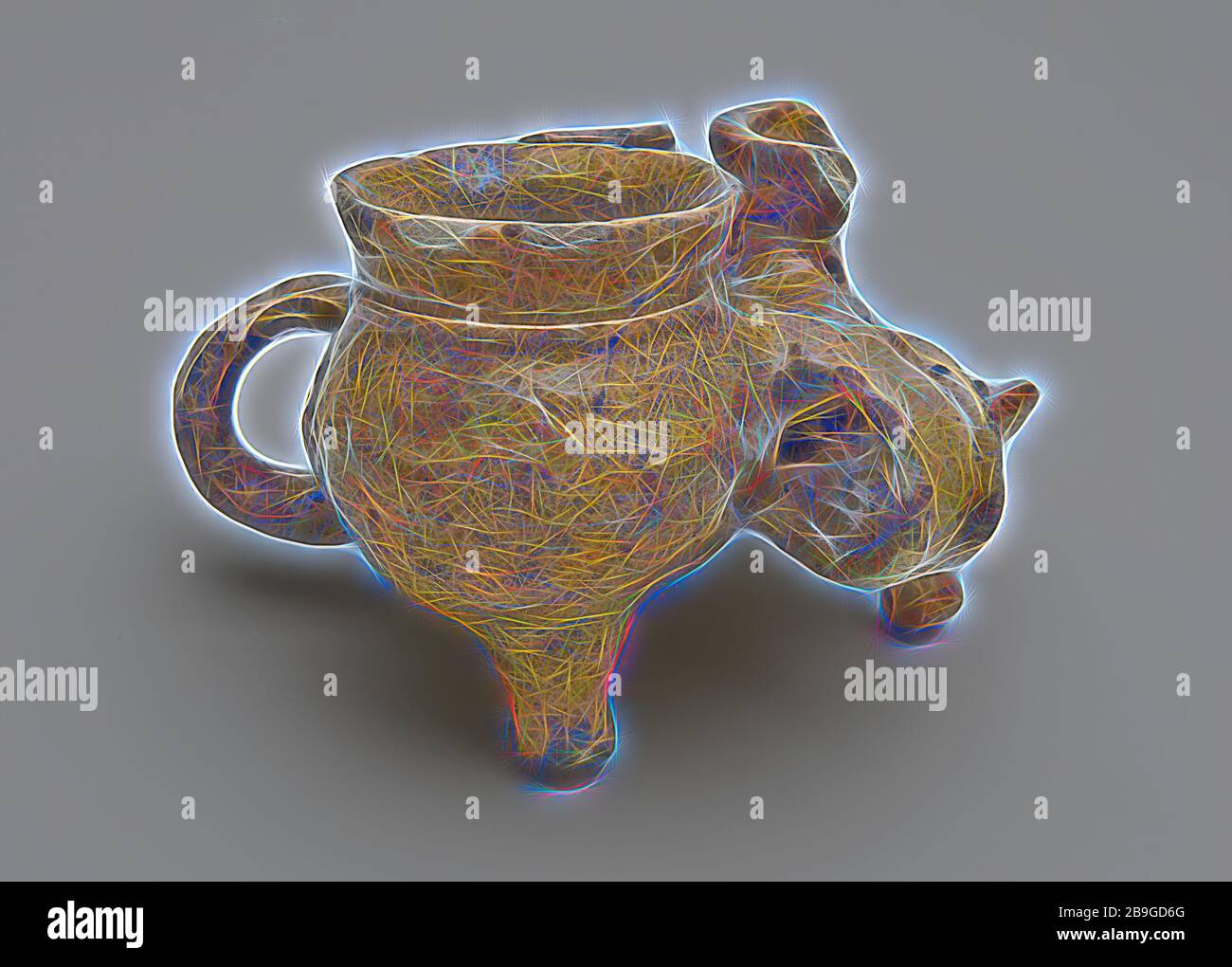 Earthenware triplet cup, mustard yellow, beaker tableware holder soil ...