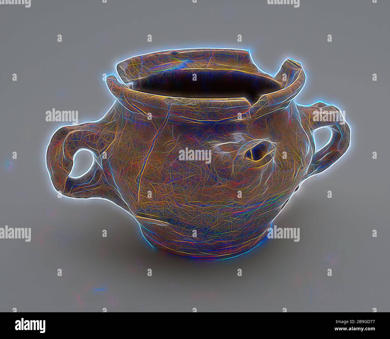 Pottery room pot, spout pot, yellow glazed, on stand, cream pot spout ...