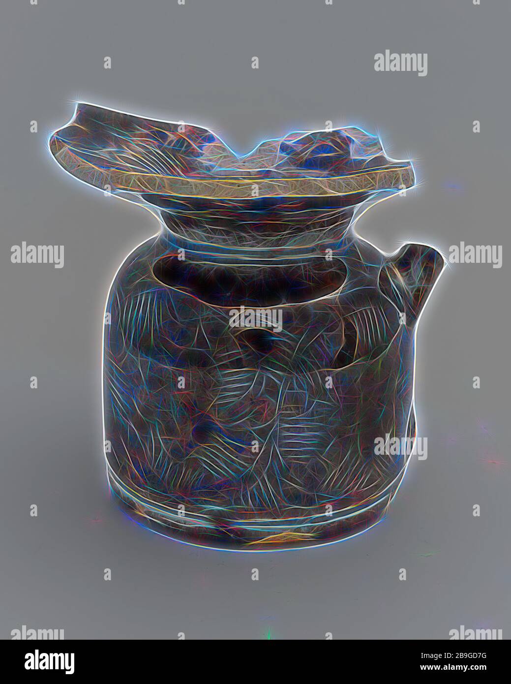 Earthenware faience spittoon, decor in blue and white, spittoon holder ...