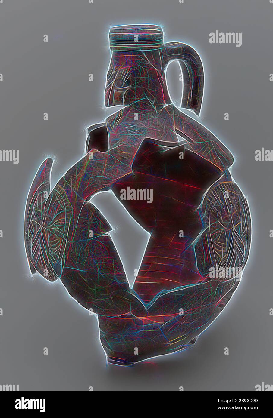 Fragments of stoneware Bartmann jug, also called Bellarmine jug, dark ...