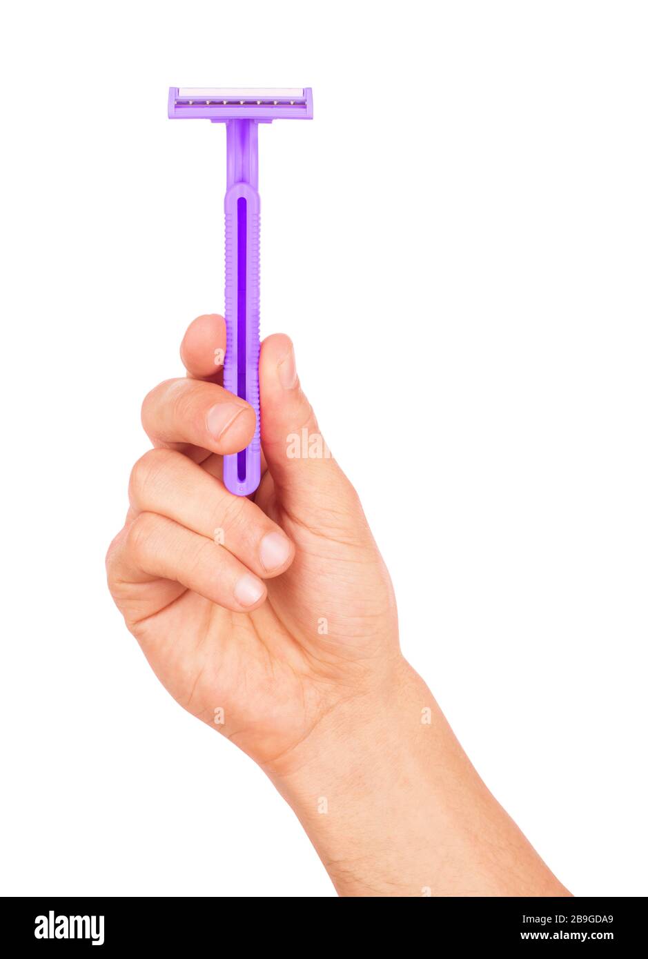Hand with shaving razor isolated on a white background Stock Photo - Alamy