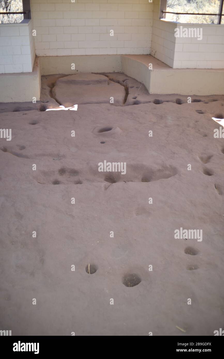 Rim Rock, AZ., U.S.A., January 13, 2018. Pit house at Montezuma Well ...