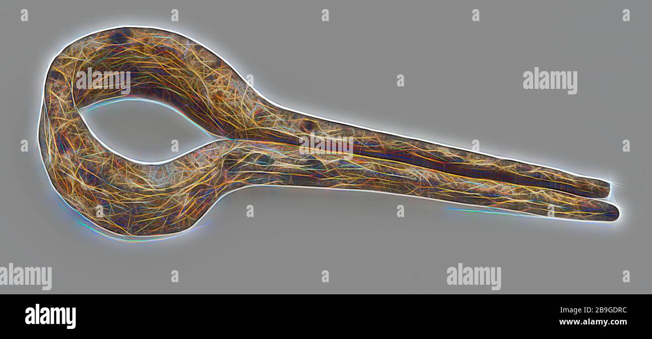 Curved metal flat bar in shape of eye with pins, Mouth-harp musical ...