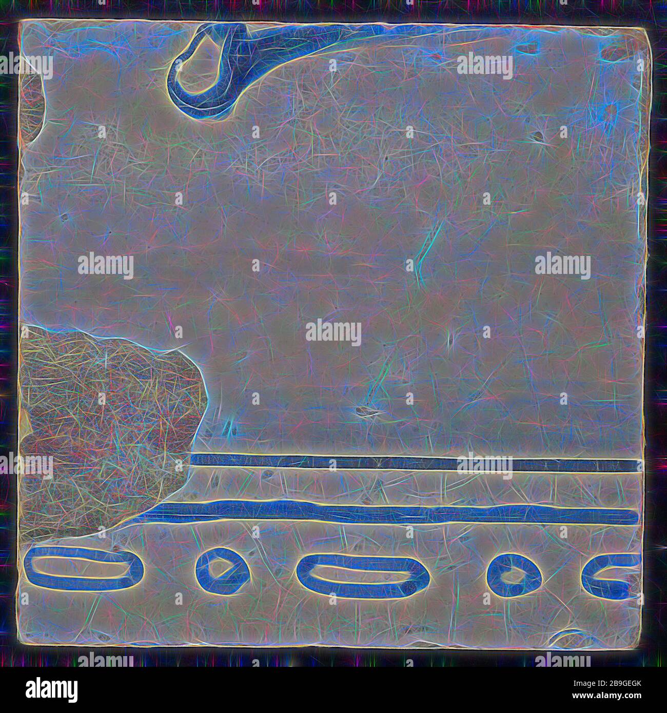 Tile of tile picture blue, white ground, two contiguous biblical scenes ...