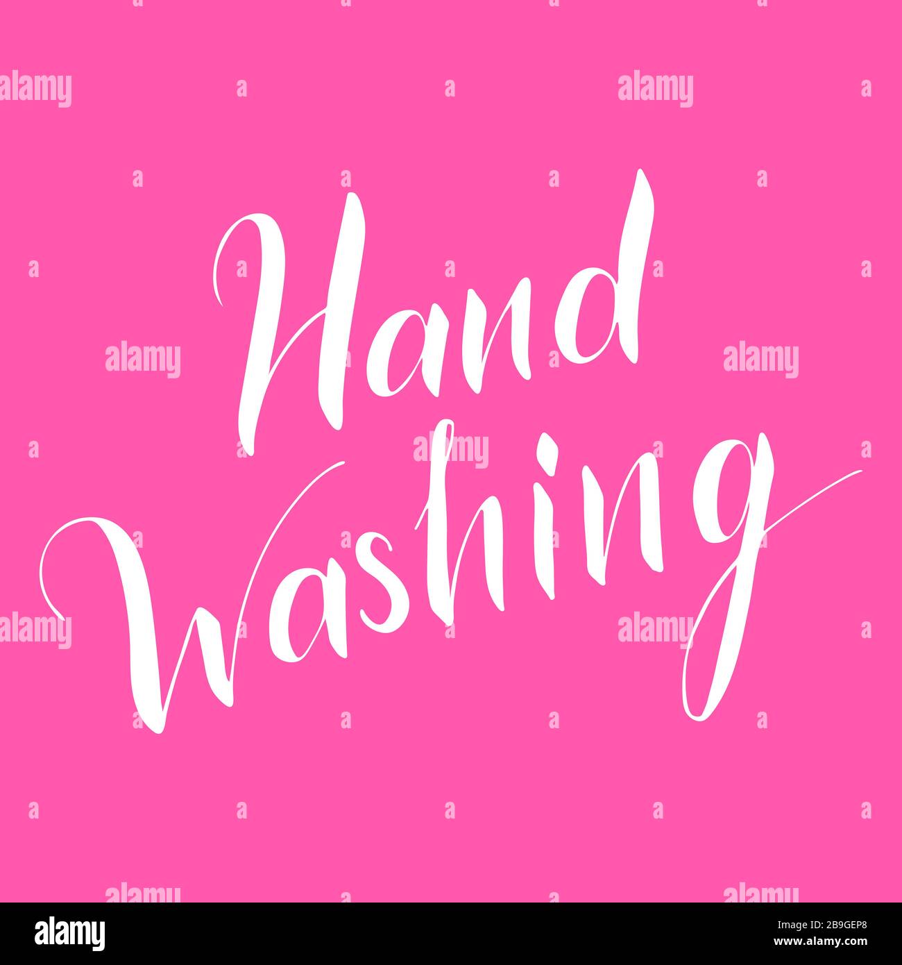 Hand washing vector lettering text isolated on pink background. Poster ...