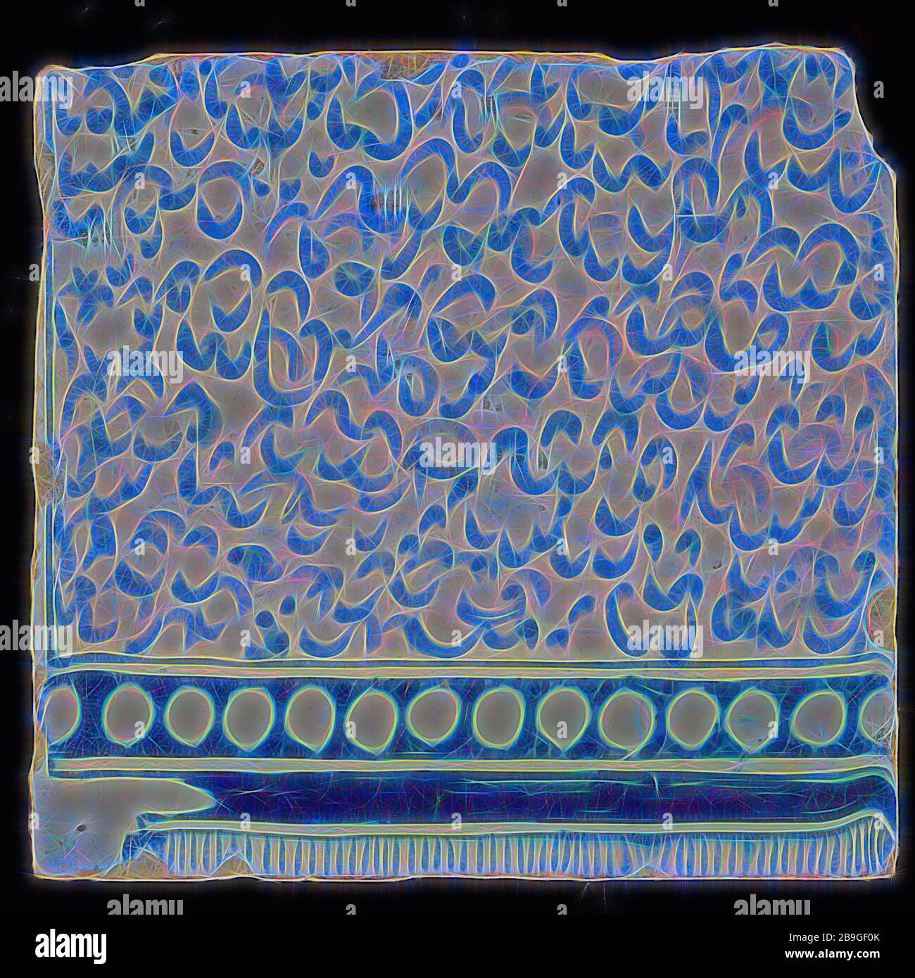 Blue tile with basement of pilaster with 26 tiles, marbled by half ...