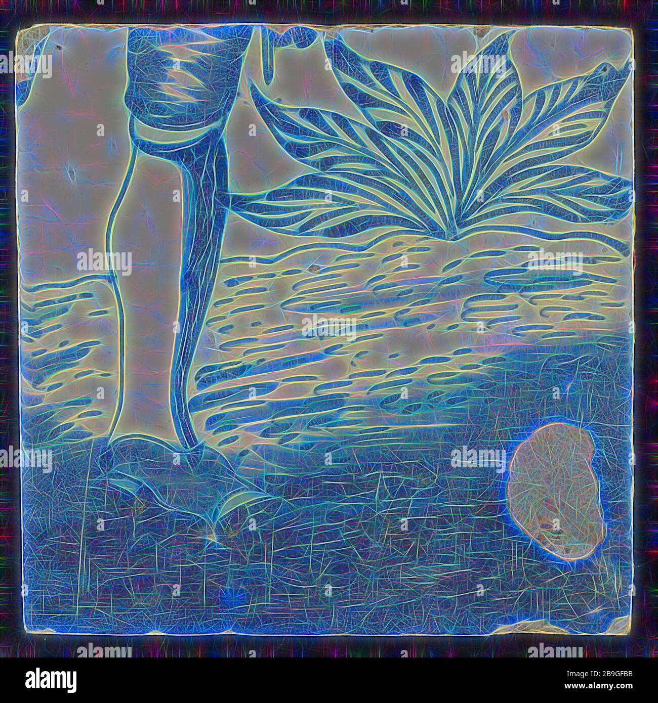 Tile tile tile with in blue the lower part of the figure: leg, tile ...