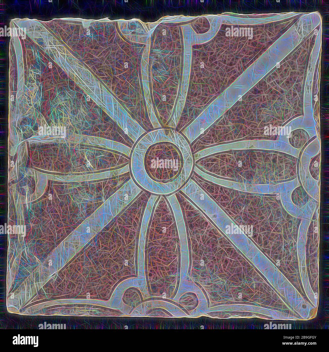 Sprinkled purple ornament tile, double bows along two diagonals, center ...