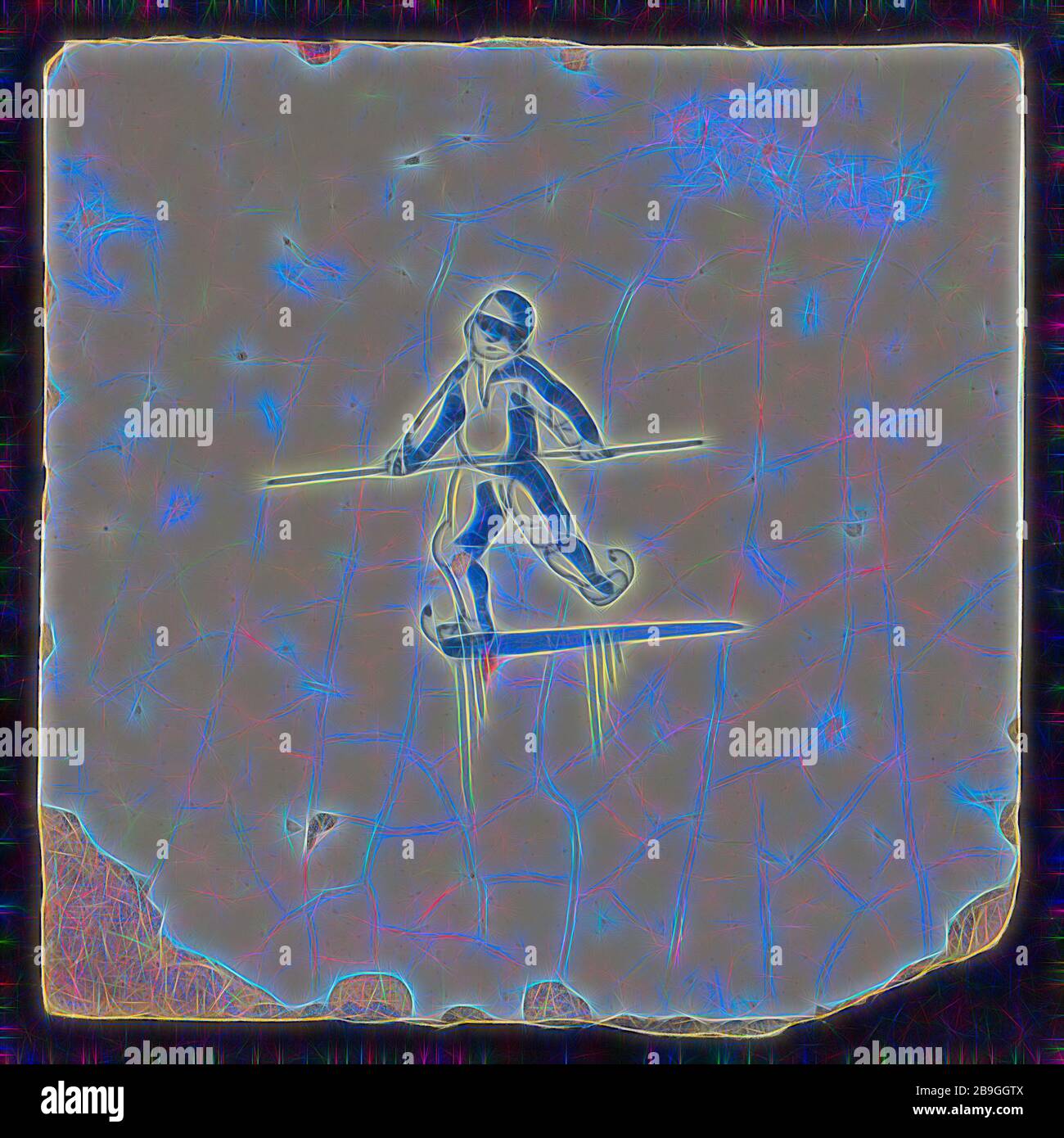 Scene tile, child's play, skating, wall tile tile sculpture ceramic ...