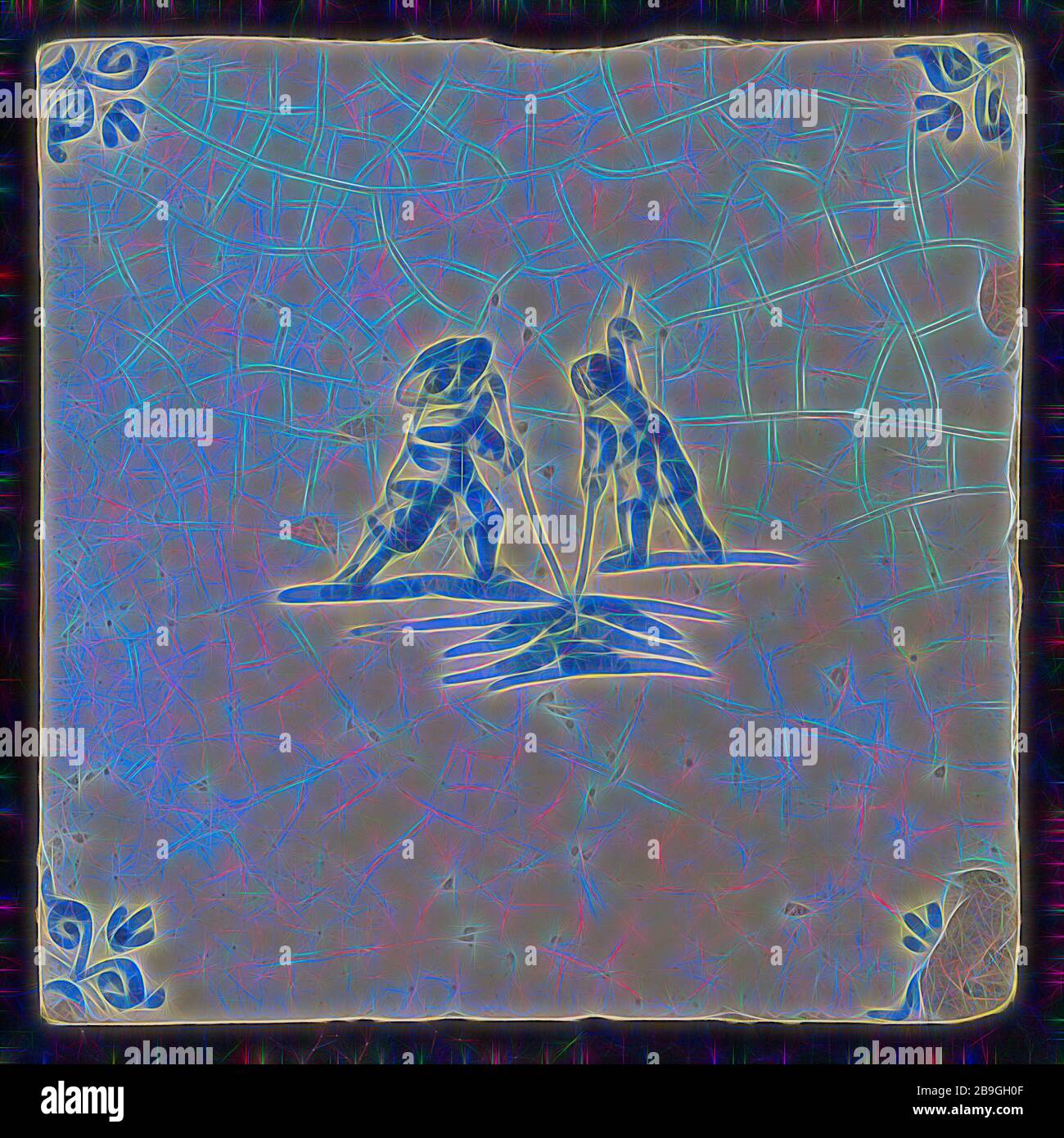 Figure tile, double child's play, pole vault, corner motif ox's head ...