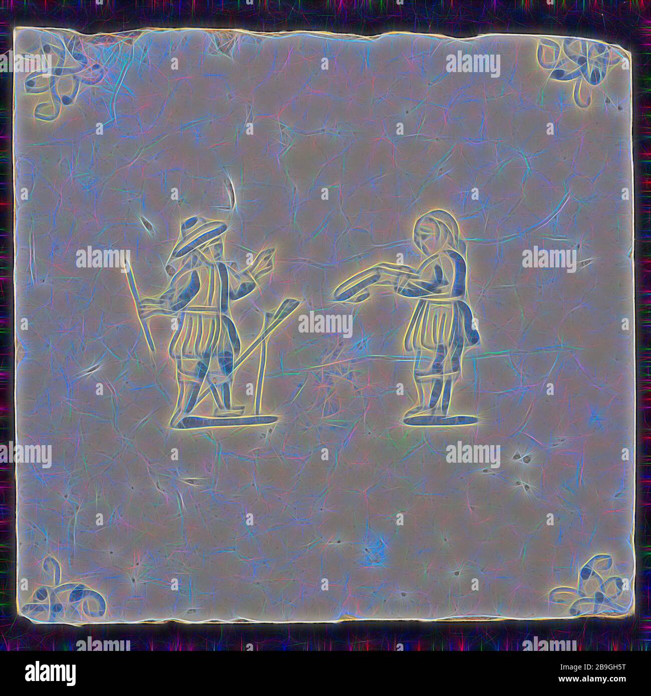 Scene tile, double child's play, tipping, corner motif spider, wall ...
