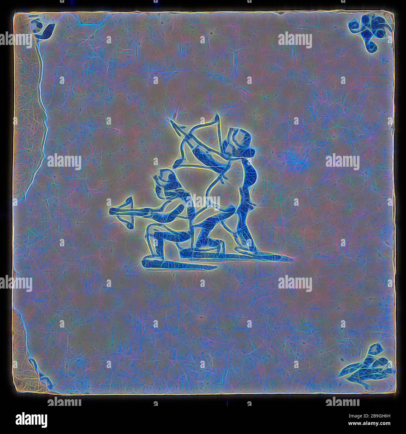 Scene tile, double child's play, archery, corner motif spider, wall ...