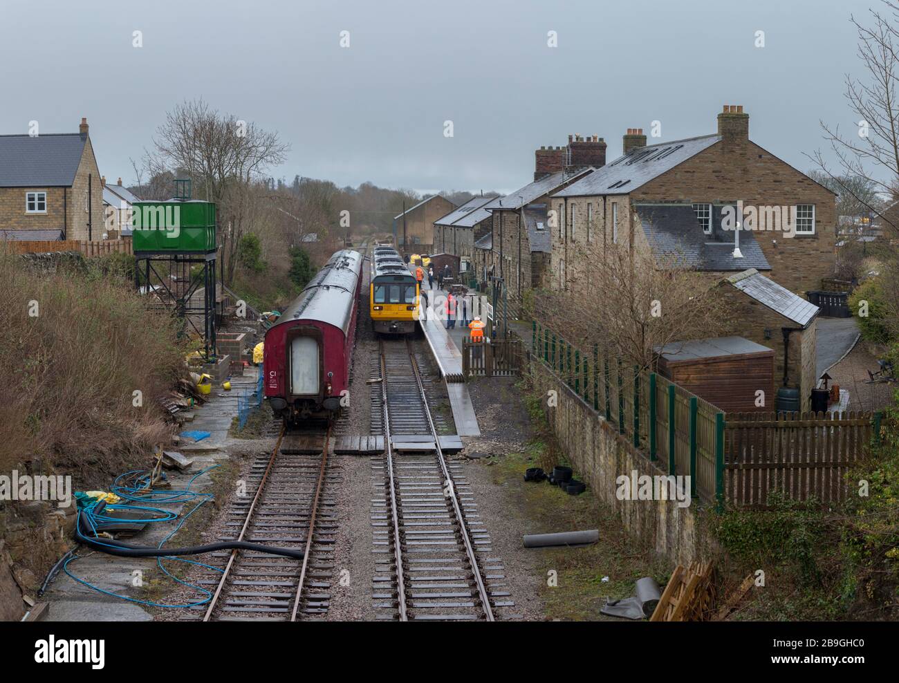 Former Northern rail class 142 pacer trains 142060 + 142028 at Leyburn ...