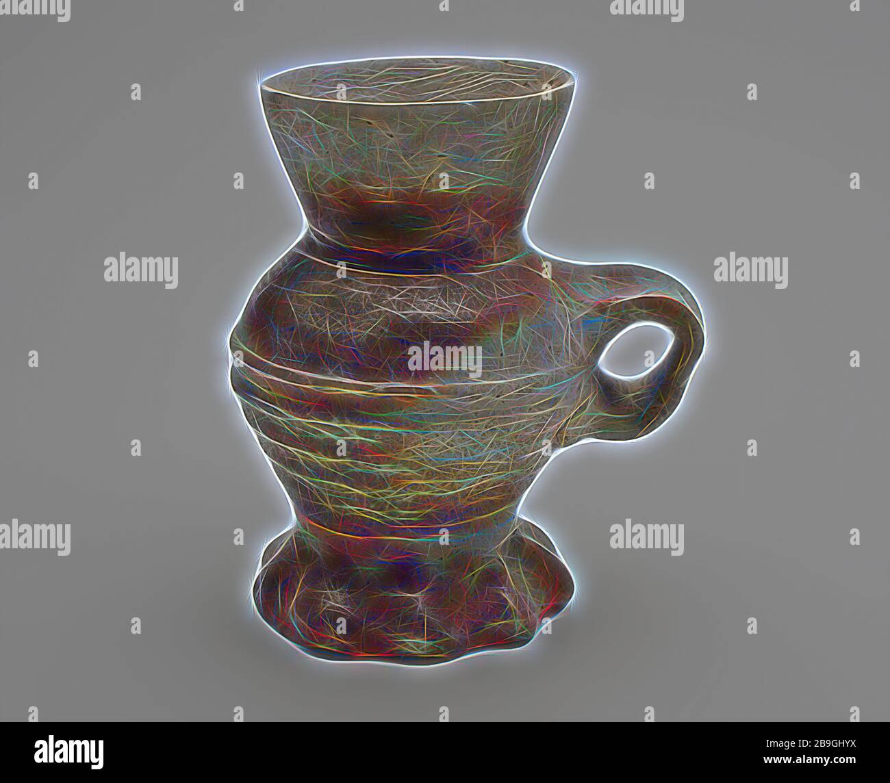 Stoneware funnel cup on pinched foot, brown flamed, hopper beaker ...