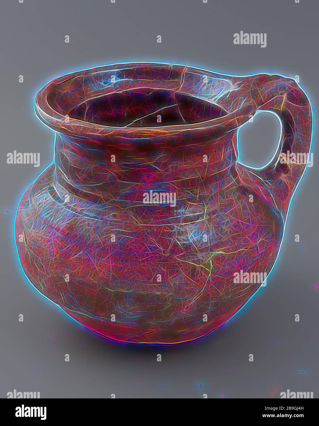 Pottery chamber pot with roughly shaped body, standing sausage ear, pot ...