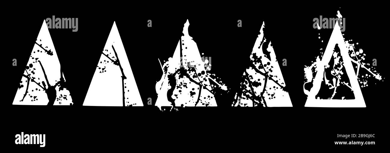 Abstract black and white triangle explosion. Geometric split ...