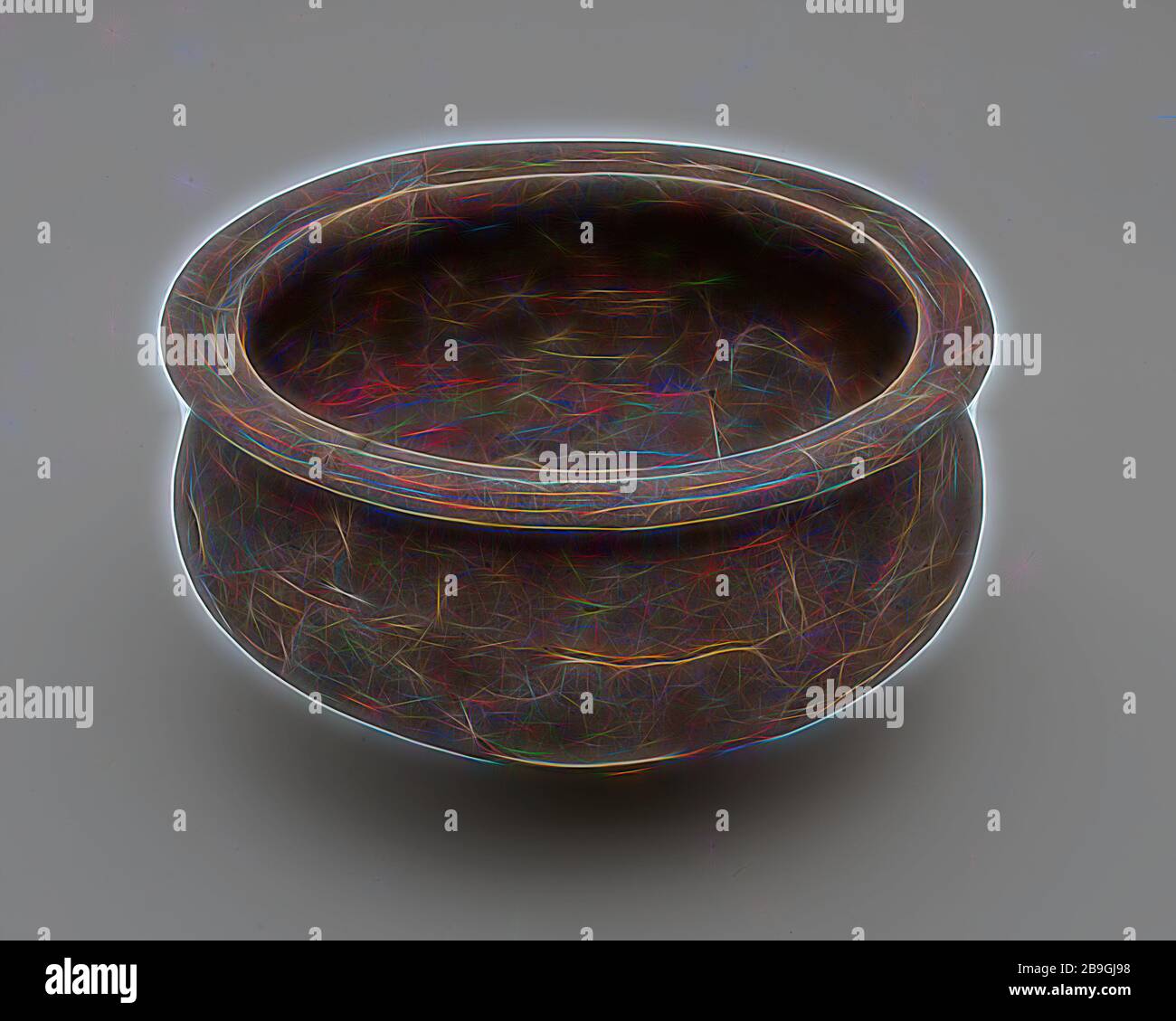 Small brown pot on narrow stand, baluster shape with grooved top edge ...